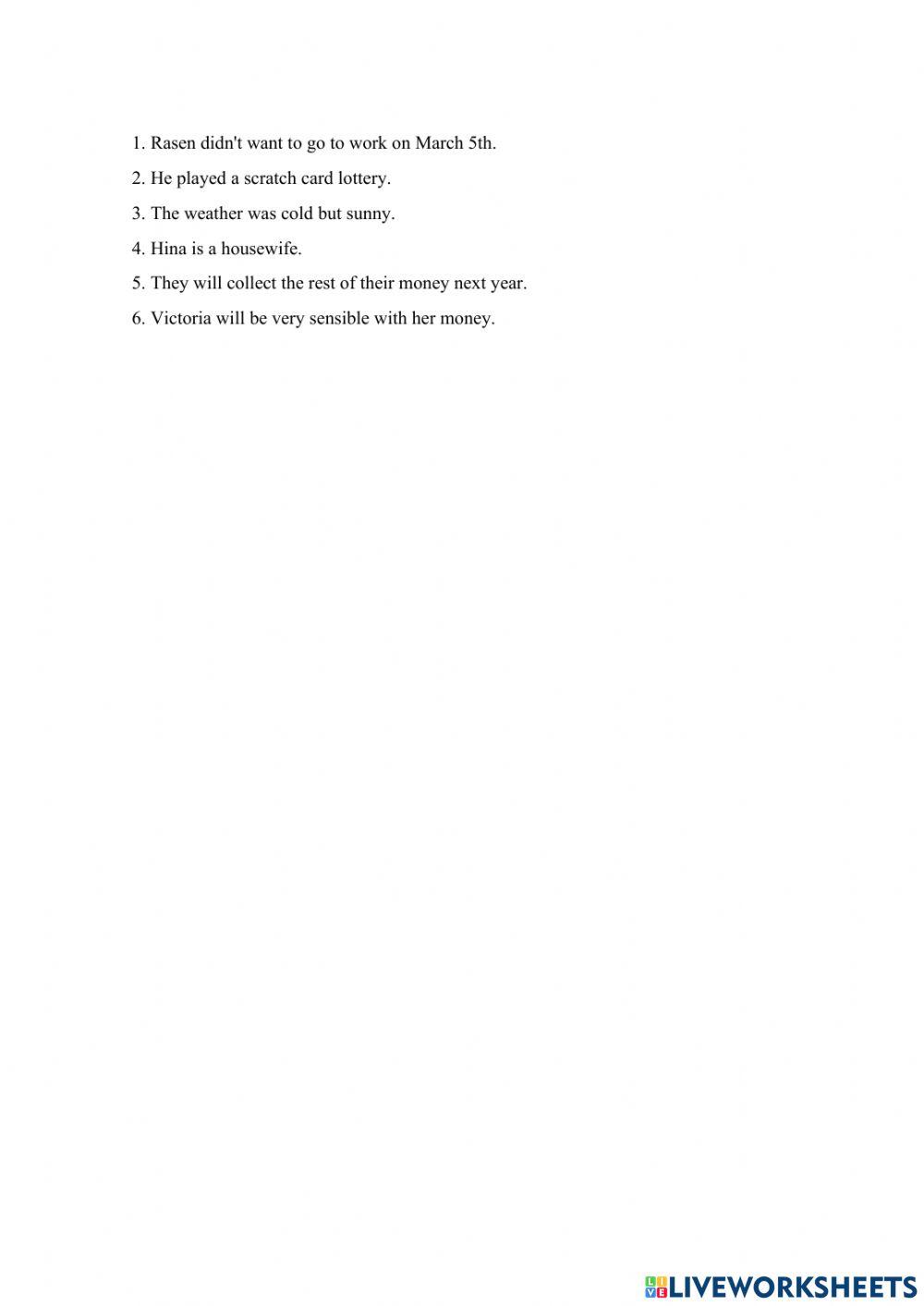 Couple Win Lottery worksheet | Live Worksheets