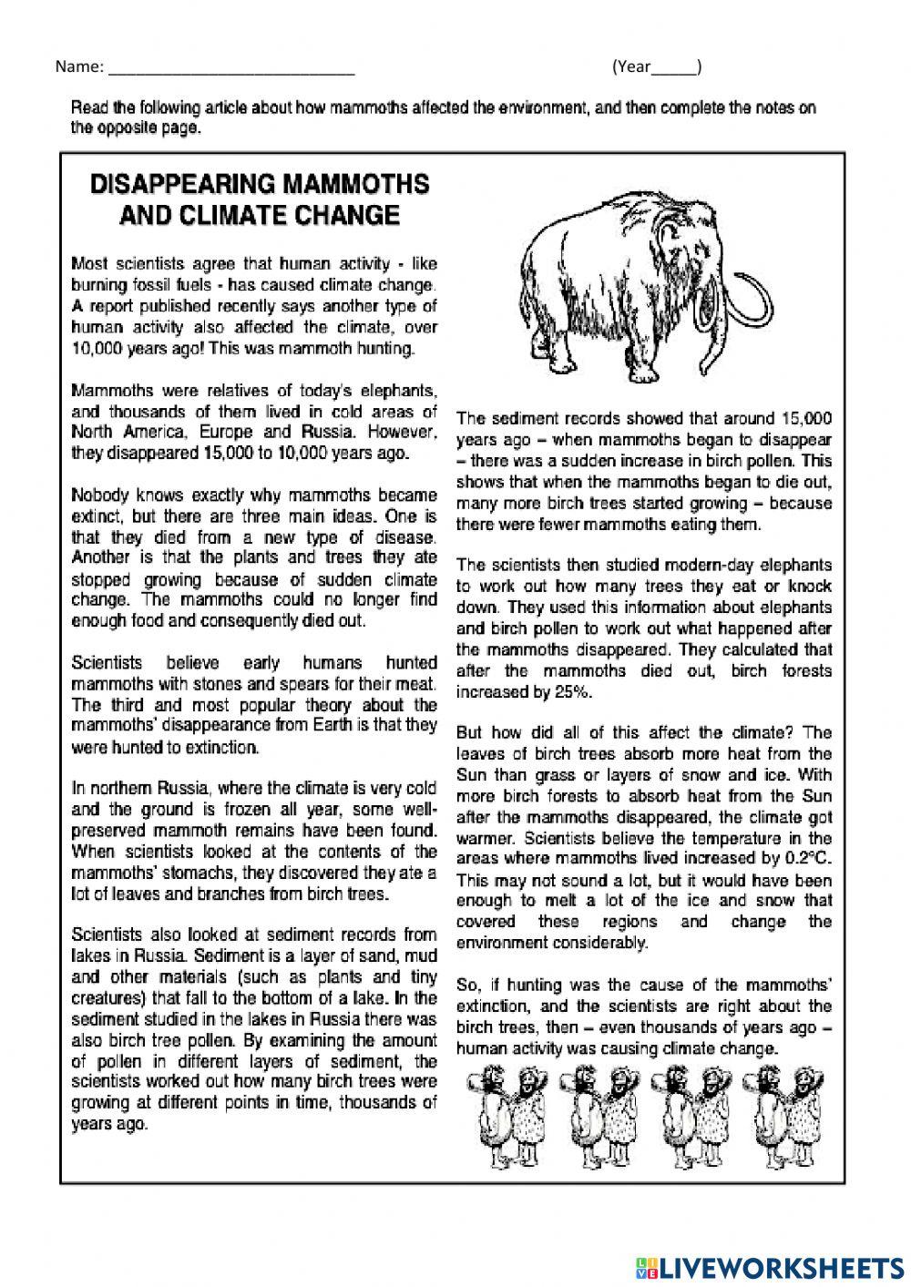 Note Taking A (Mammoth) worksheet | Live Worksheets