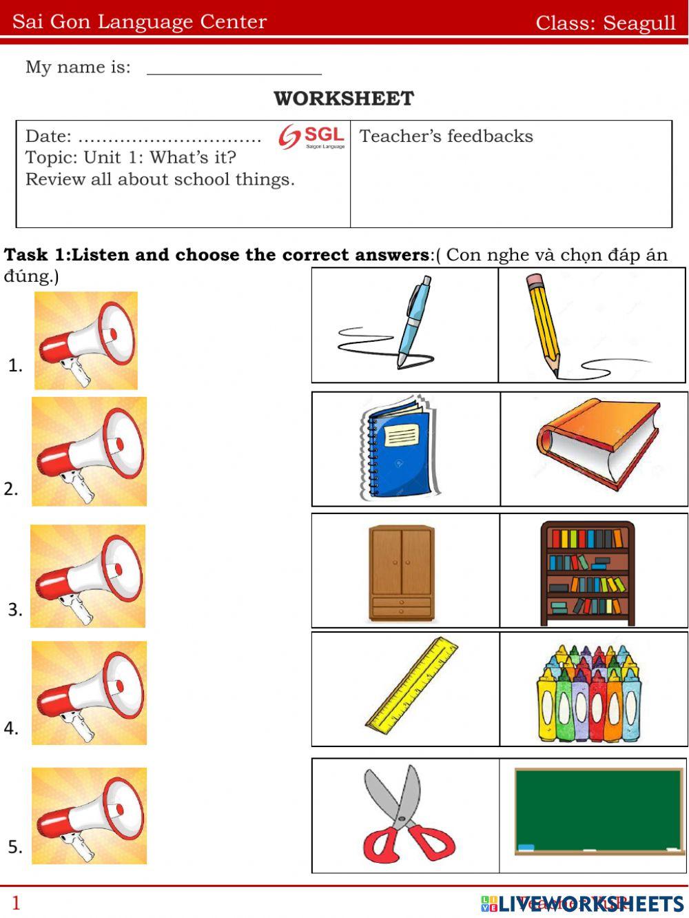School things online exercise for grade 2 | Live Worksheets