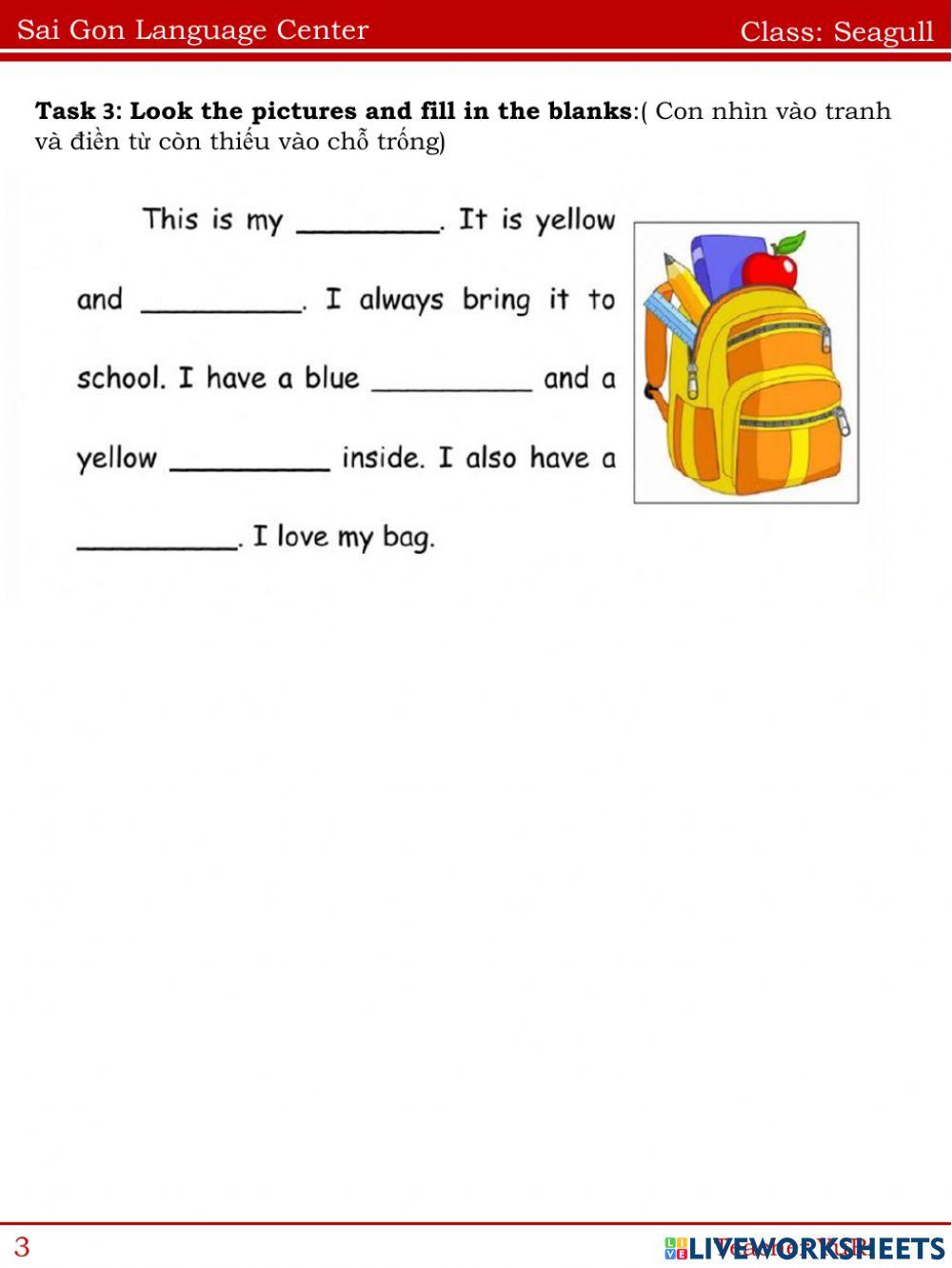 School things online exercise for grade 2 | Live Worksheets