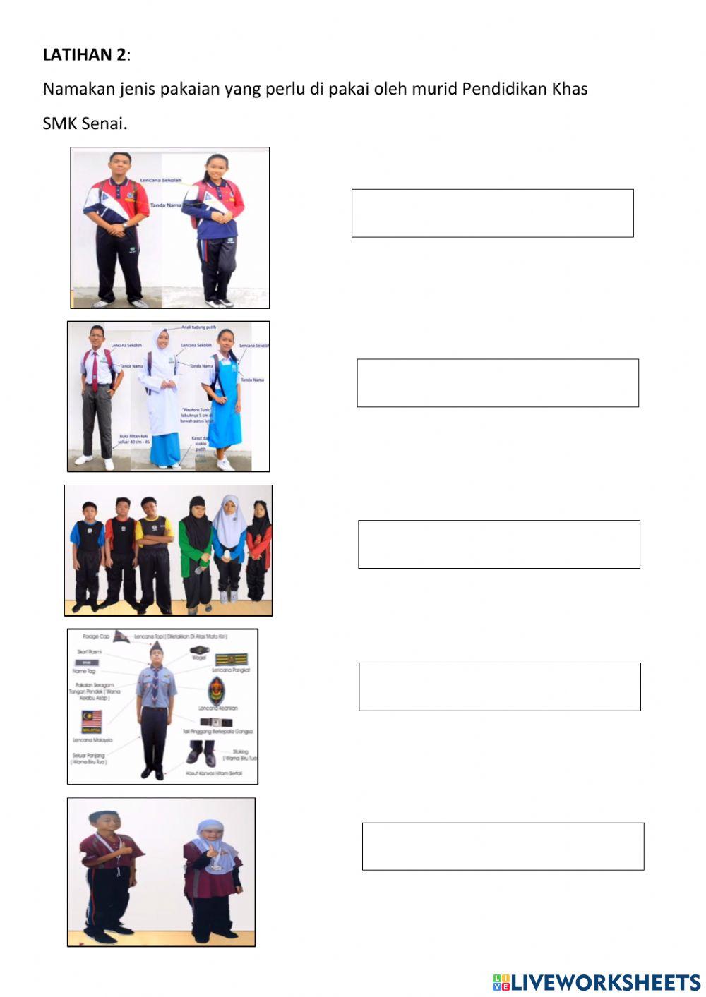 Pakaian interactive worksheet for 1 | Live Worksheets