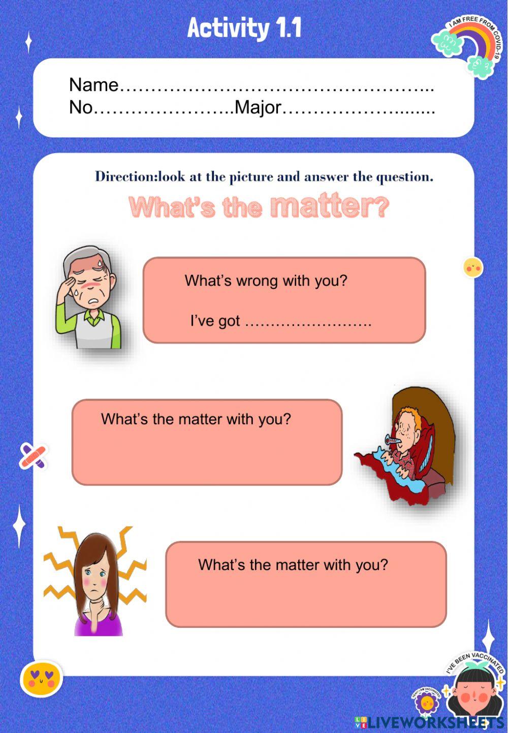 Sickness interactive exercise for 10 | Live Worksheets