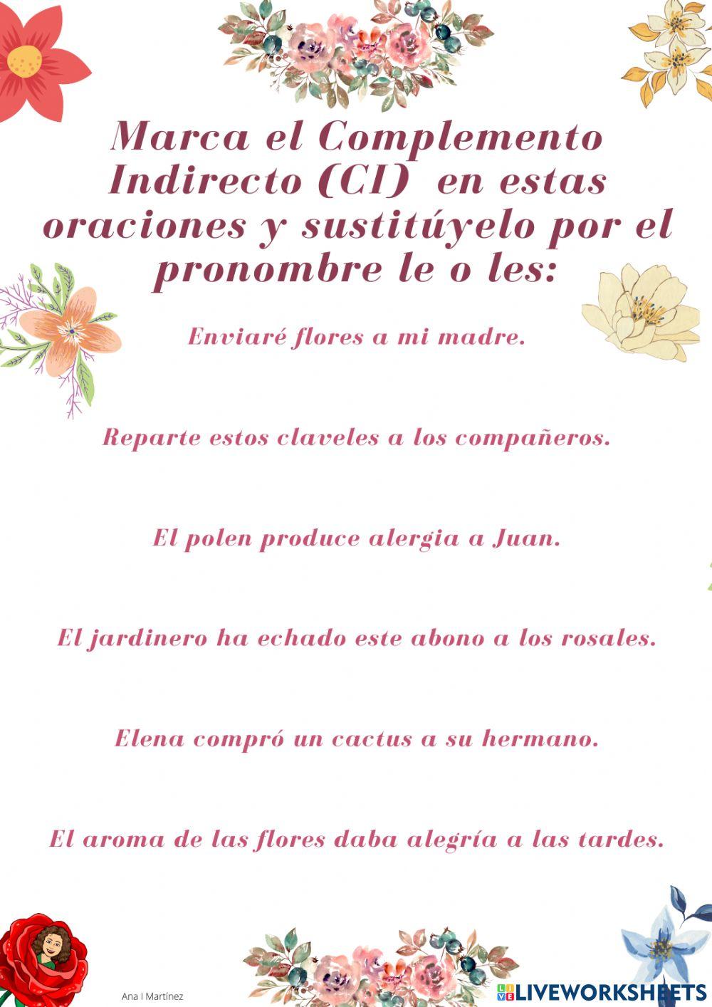 Complemento indirecto online exercise | Live Worksheets