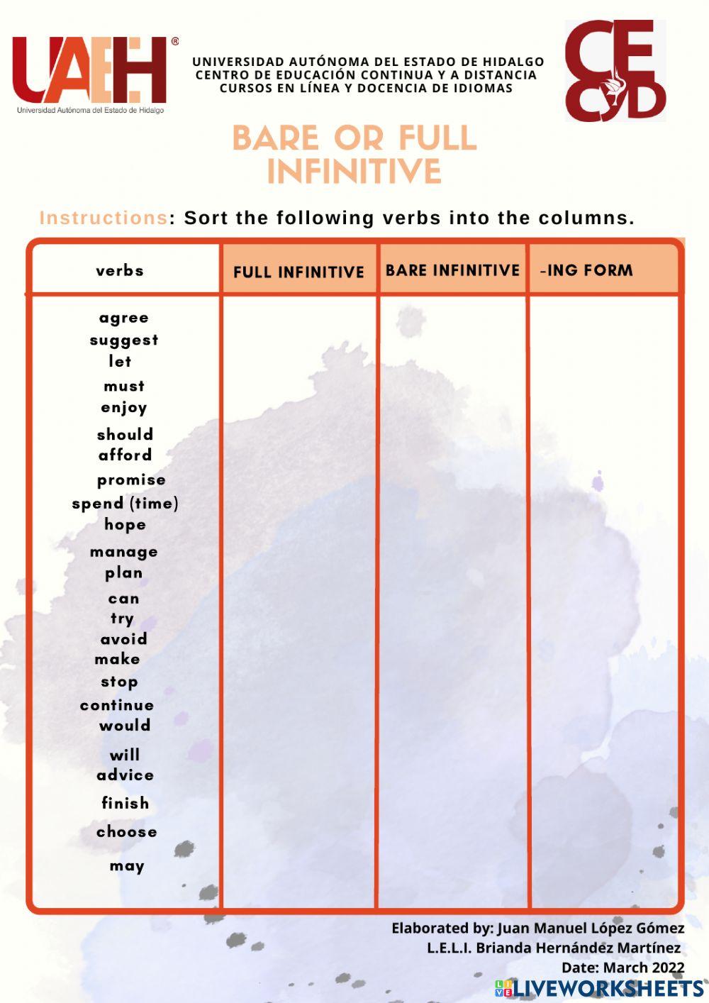 Infinitives And Ing Form Online Exercise For Live Worksheets