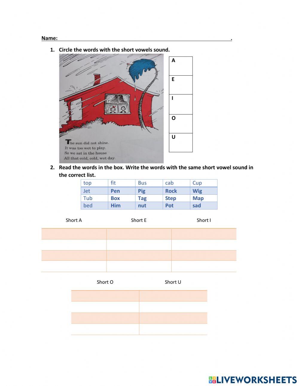 Vowels sound quiz online exercise for | Live Worksheets