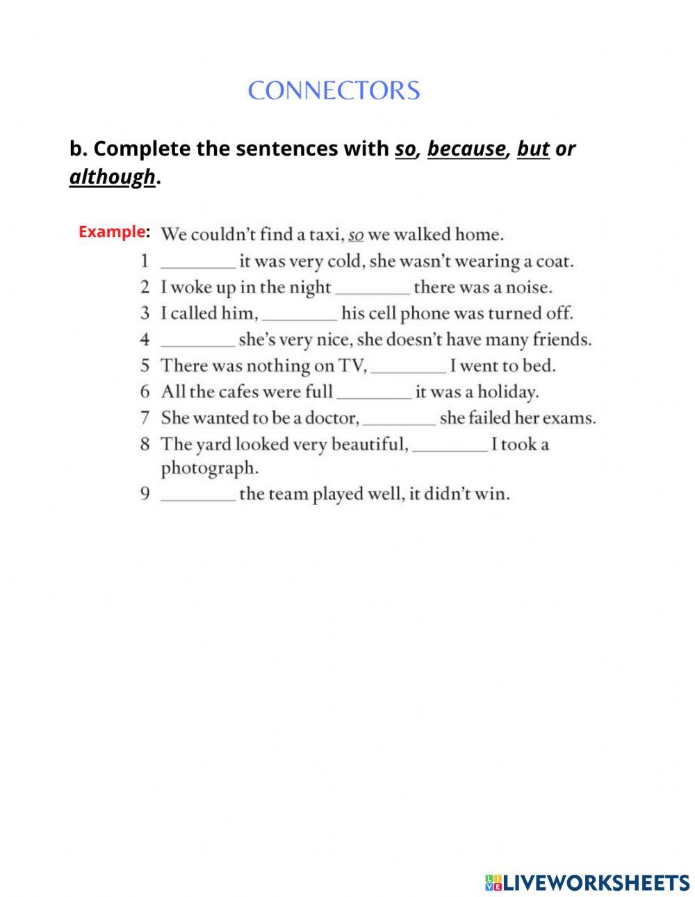 Connectors | Free Interactive Worksheets | 1958361