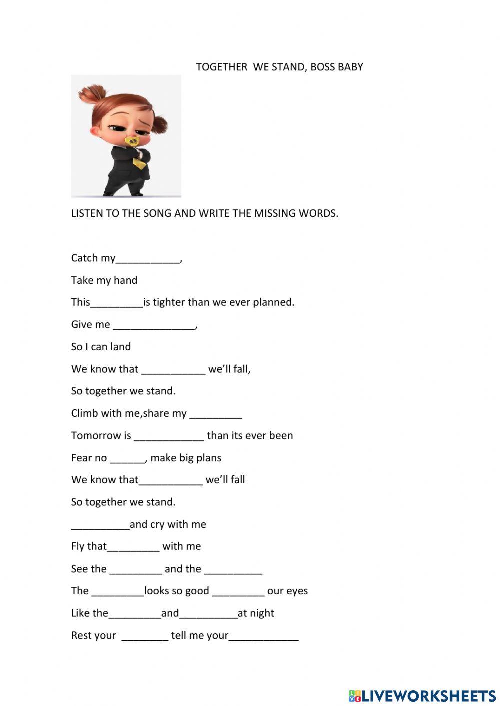 Together we stand worksheet | Live Worksheets