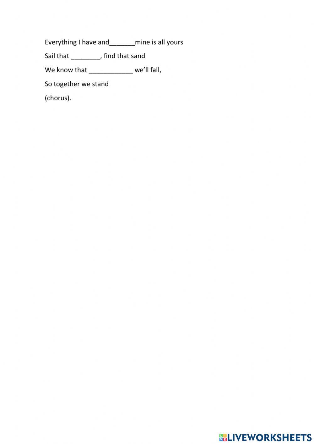 Together we stand worksheet | Live Worksheets