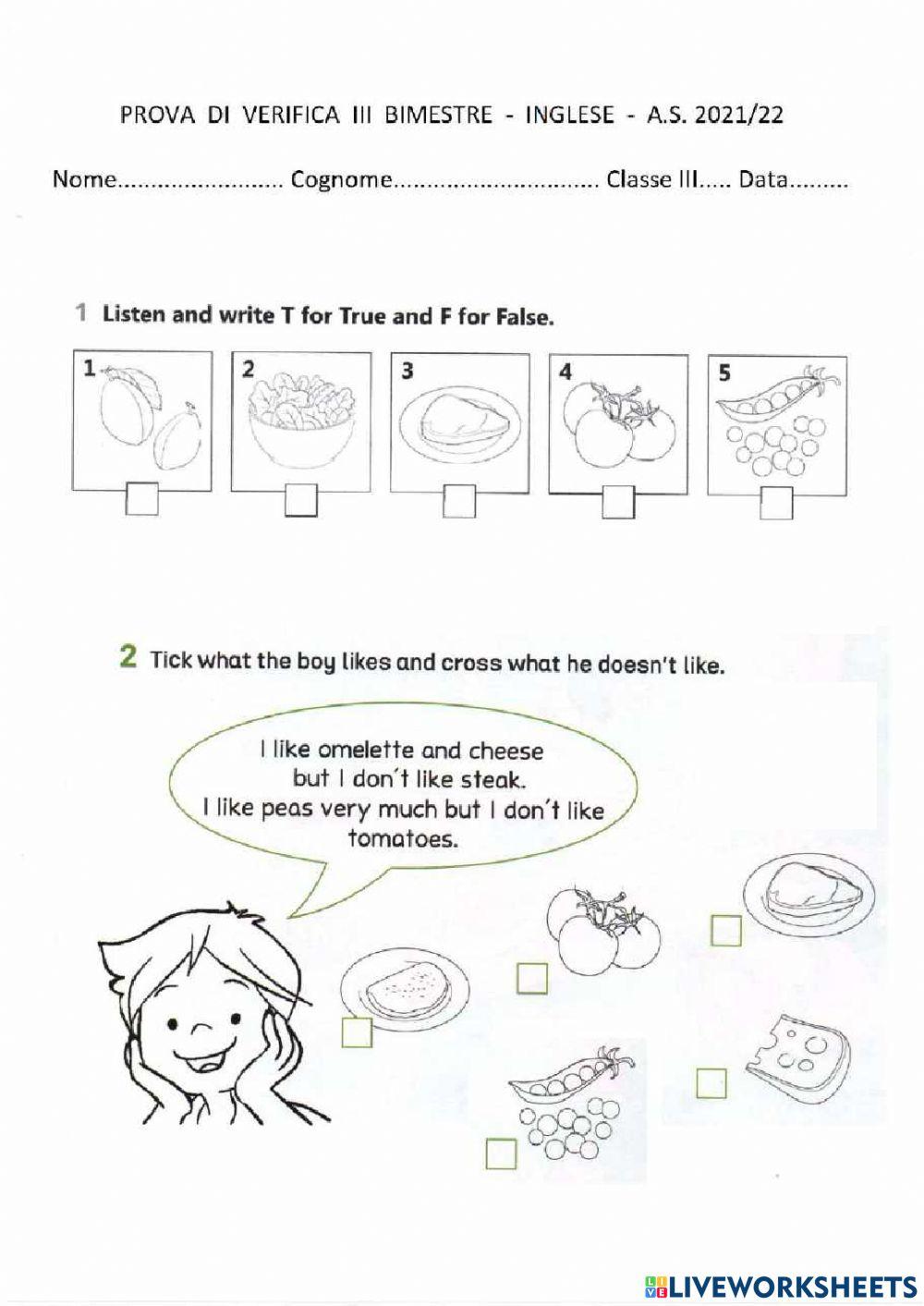 Verifica di inglese interactive worksheet | Live Worksheets