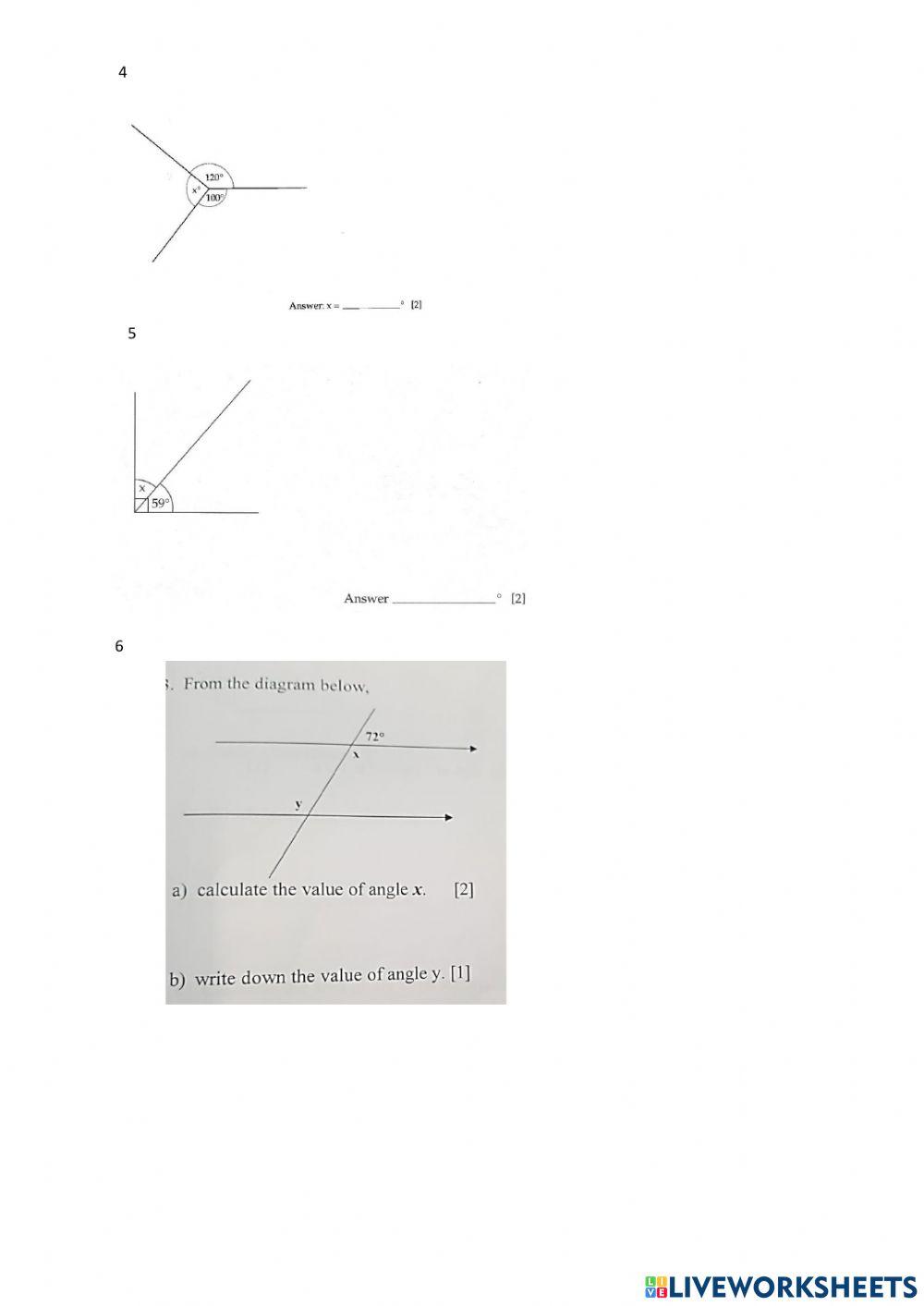 Calculating the size of unknown Angles online exercise for | Live ...