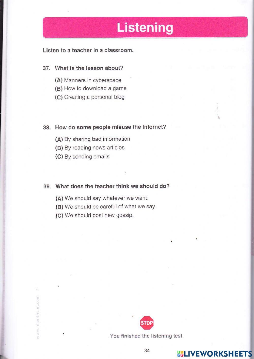 Toefl Listening Test 1 P2 Online Exercise For Live Worksheets toefl-listening-test-1-p2-online-exercise-for-live-worksheets