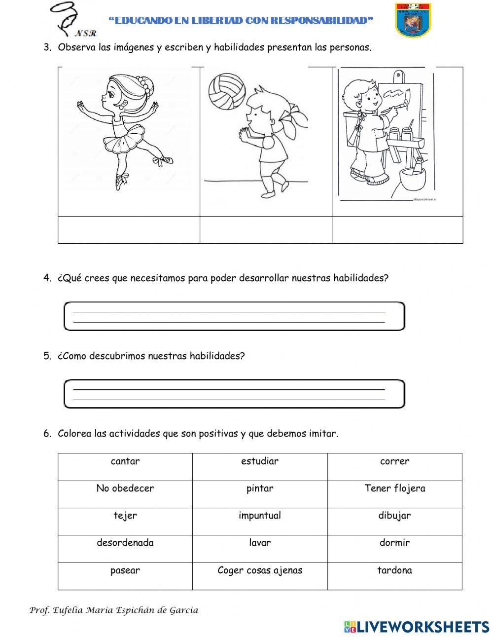 HABILIDADES Y TALENTOS online exercise for | Live Worksheets
