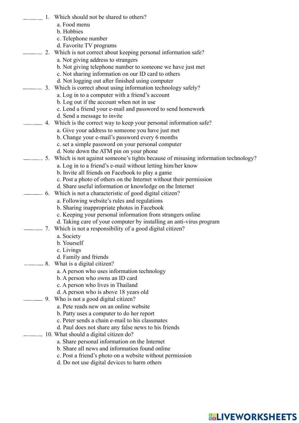 P4-Final Assessment online exercise for | Live Worksheets