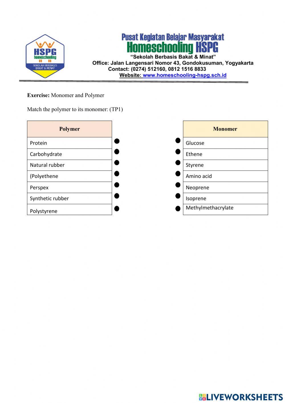 Polymer 2 worksheet | Live Worksheets
