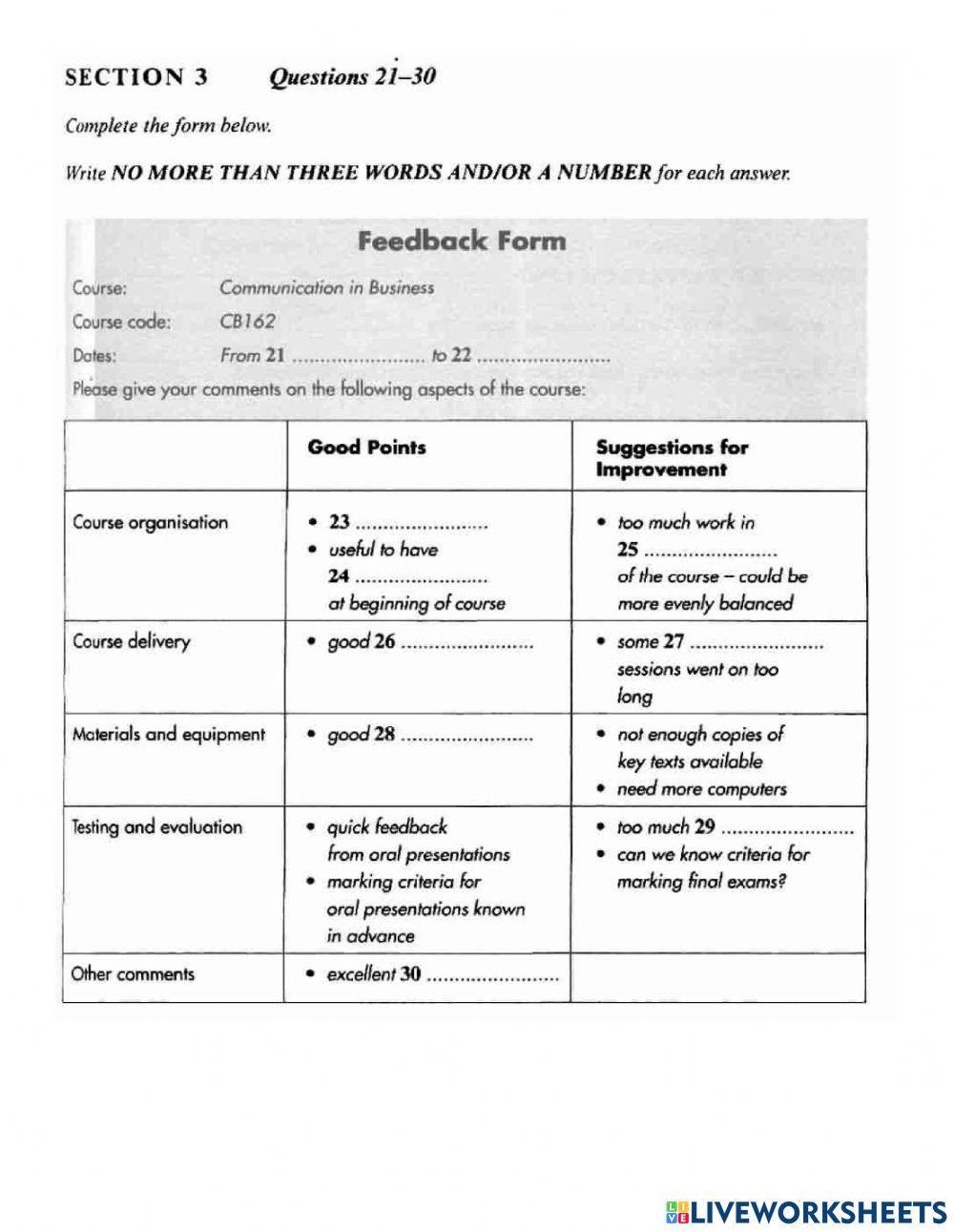 Ielts listening test 3(book 5 part 3) worksheet | Live Worksheets
