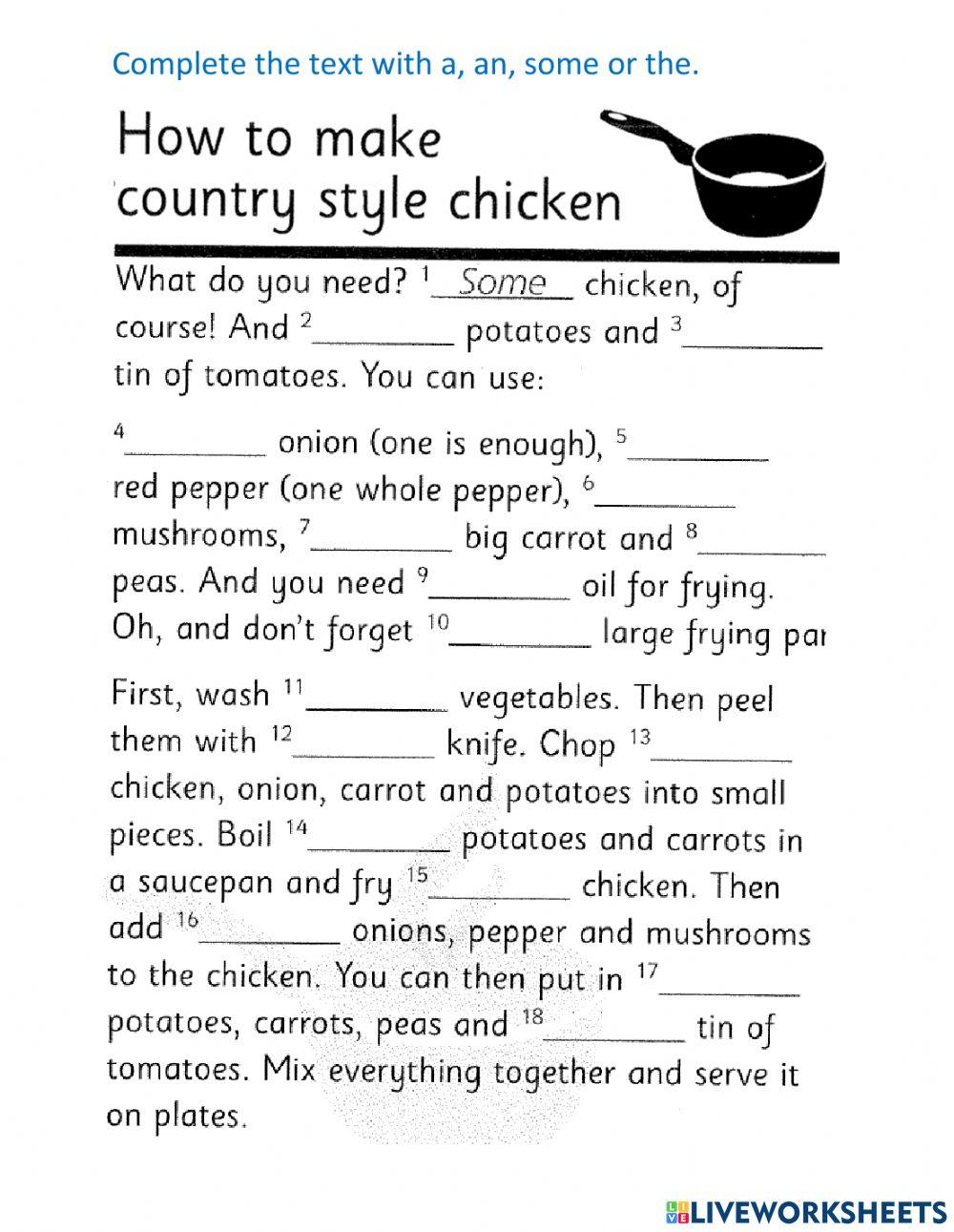 A, an, some and the worksheet | Live Worksheets