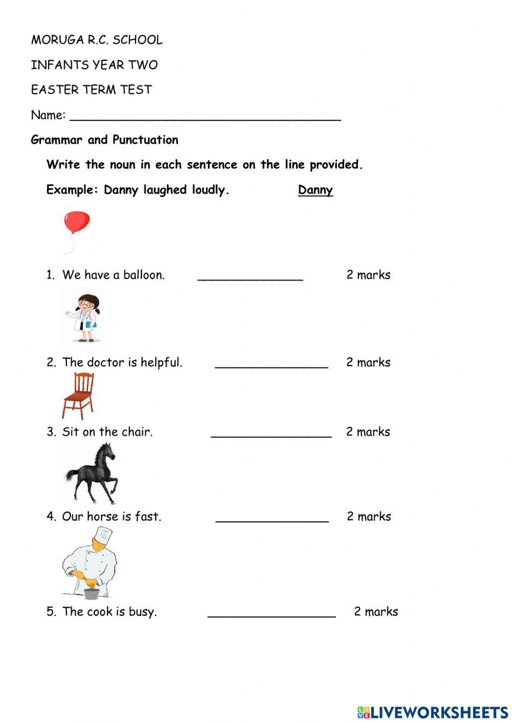 Easter Term Test Grammar and Punctuation online exercise for | Live ...