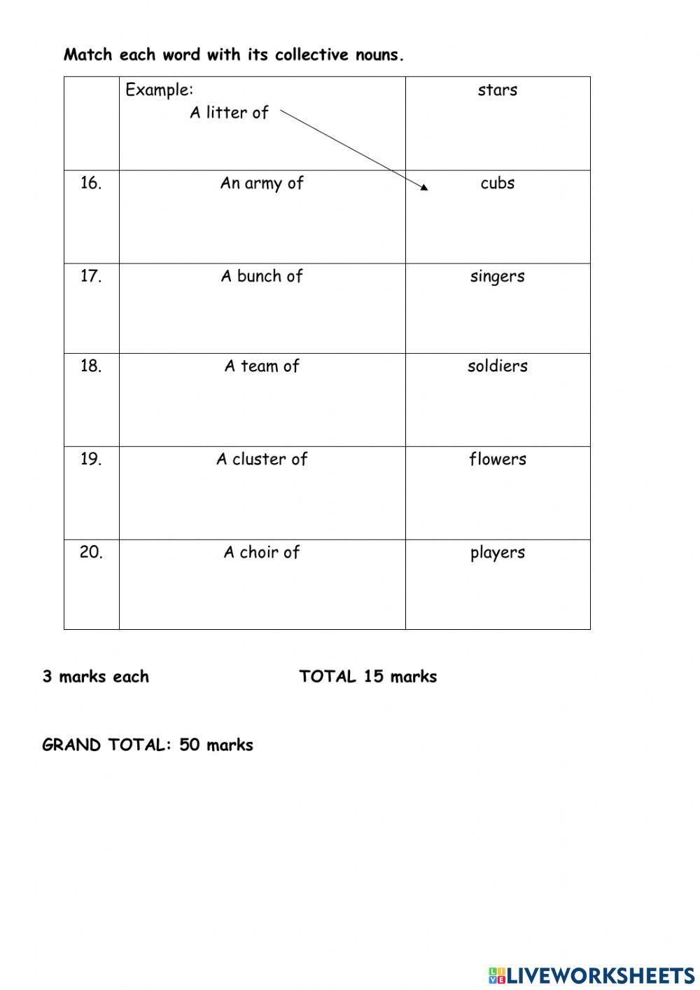 Easter Term Test Grammar and Punctuation online exercise for | Live ...
