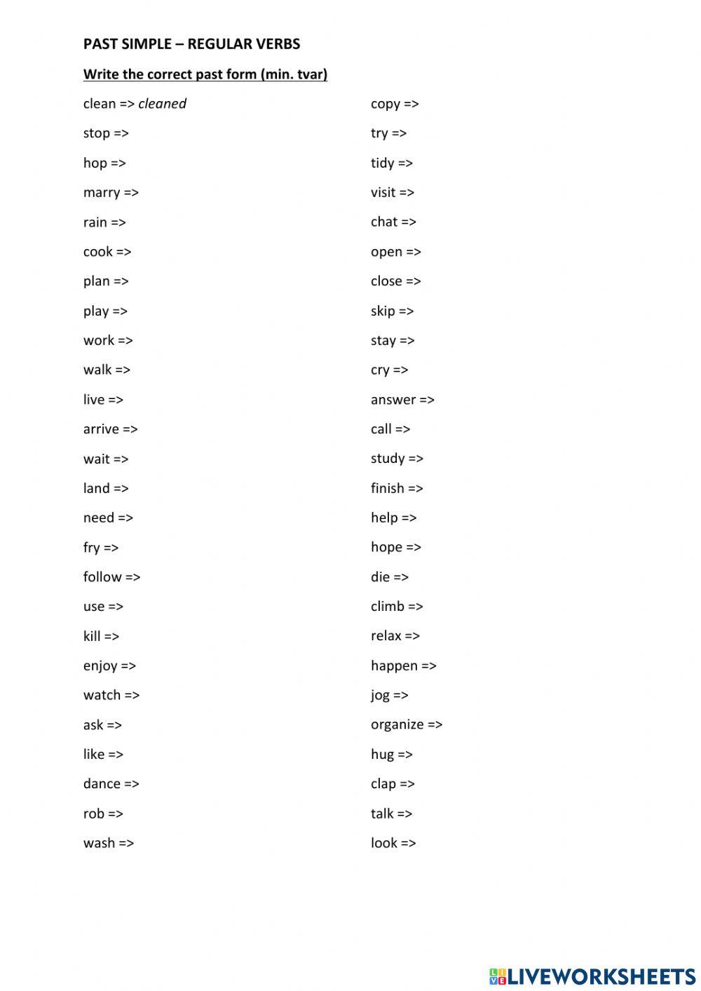 Past simple - spelling online exercise for | Live Worksheets