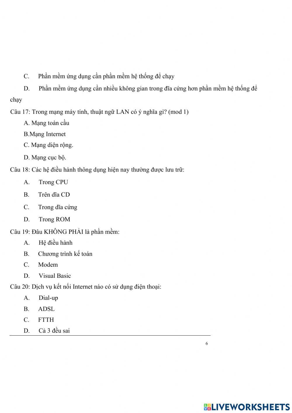 Bai tap 1 online exercise for cơ bản | Live Worksheets