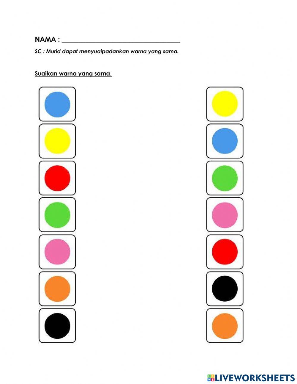 Pranombor (warna) worksheet | Live Worksheets