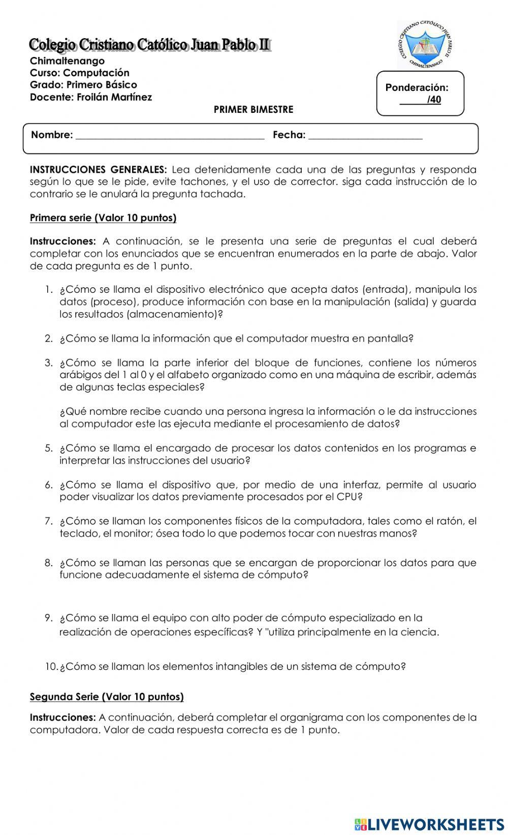 Computación | Free Interactive Worksheets | 2804317