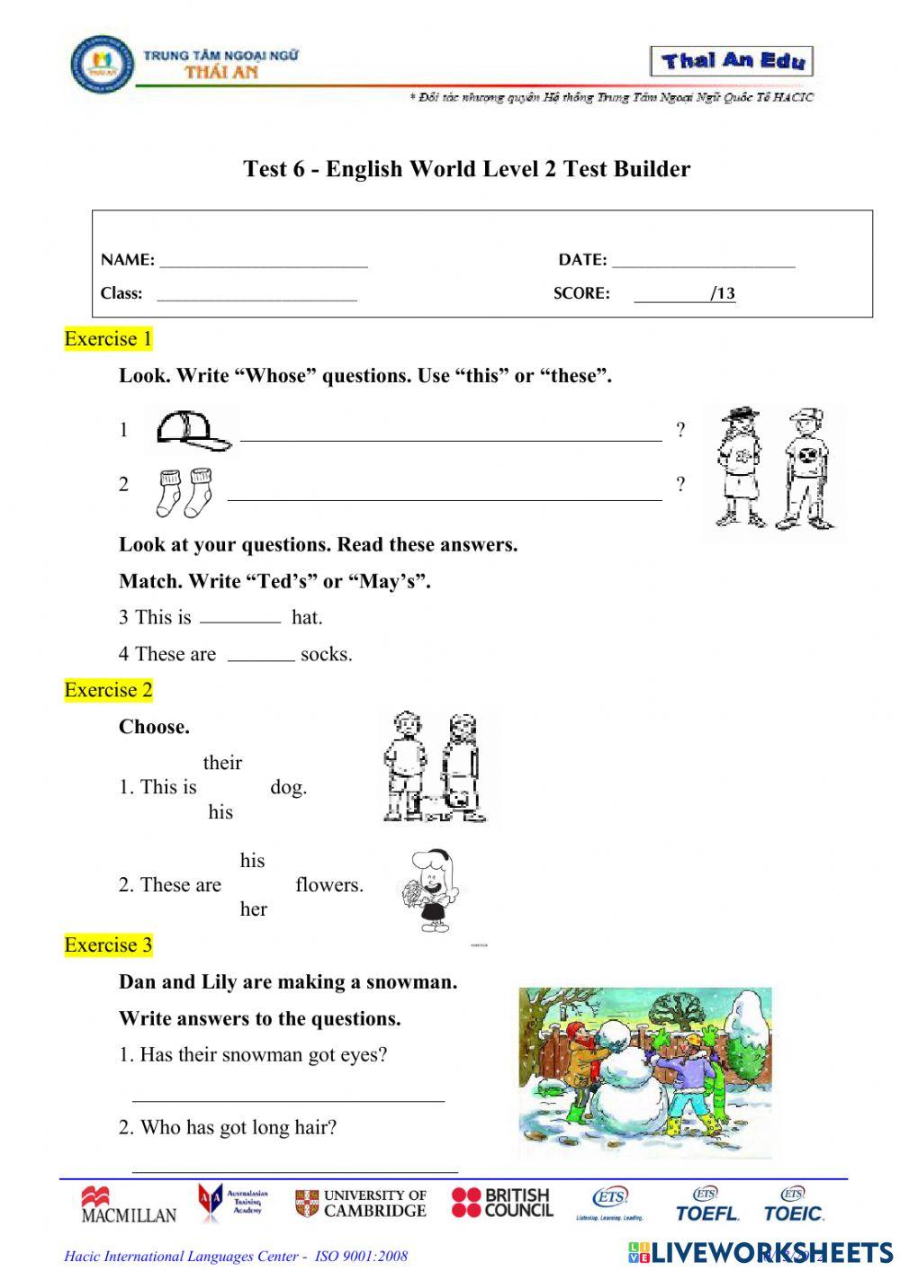 EW2-Unit 6 worksheet | Live Worksheets