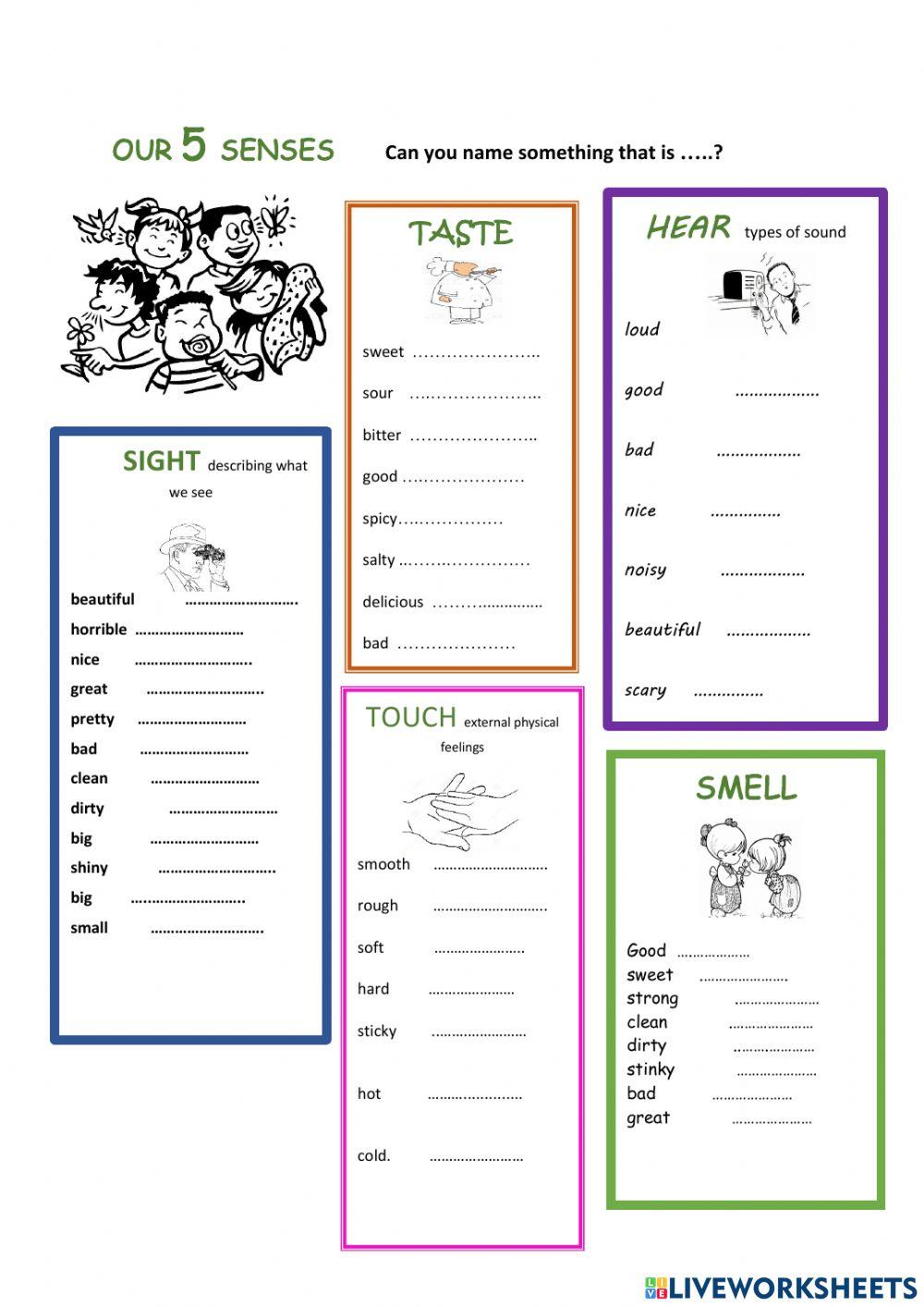 Senses review 1961226 | Jhayzie | Live Worksheets