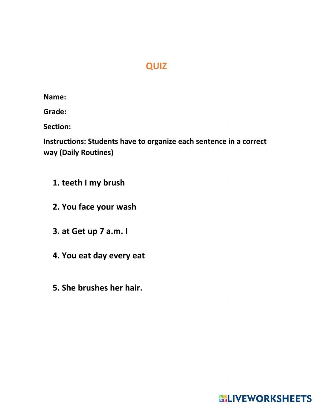 Organize Sentences About Daily Routines 2804696 organize-sentences-about-daily-routines-2804696