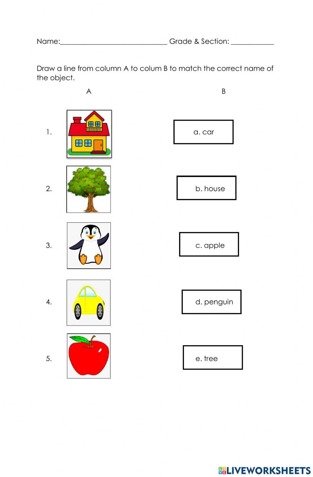 Nouns online exercise for Grade 1 | Live Worksheets