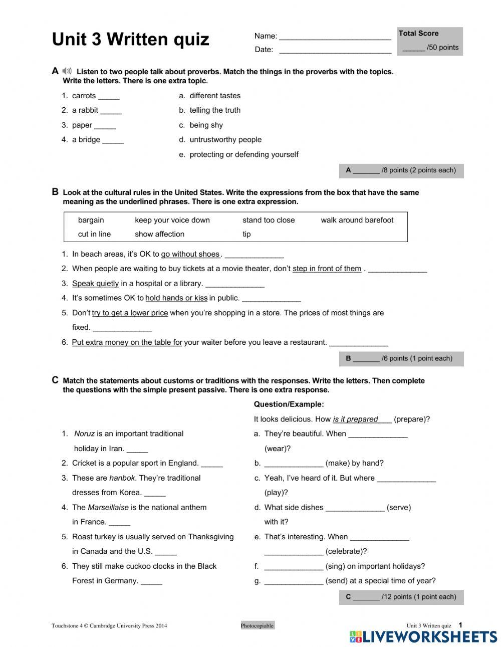 Touchstone 4,Wr… | Free Interactive Worksheets | 5319112