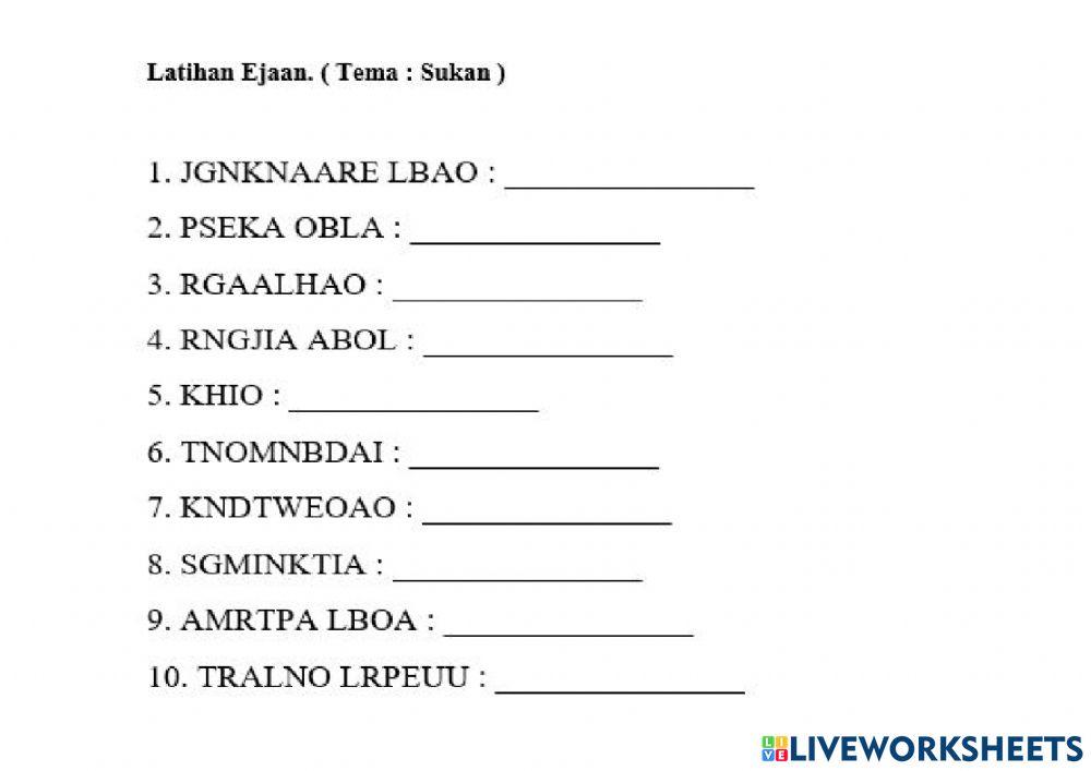 Ejaan free exercise | Live Worksheets