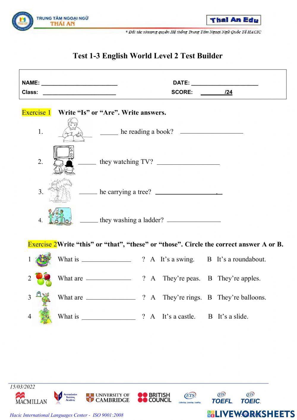 1961795 | EW2-Test-U1-3 | Hanh Luong | LiveWorksheets