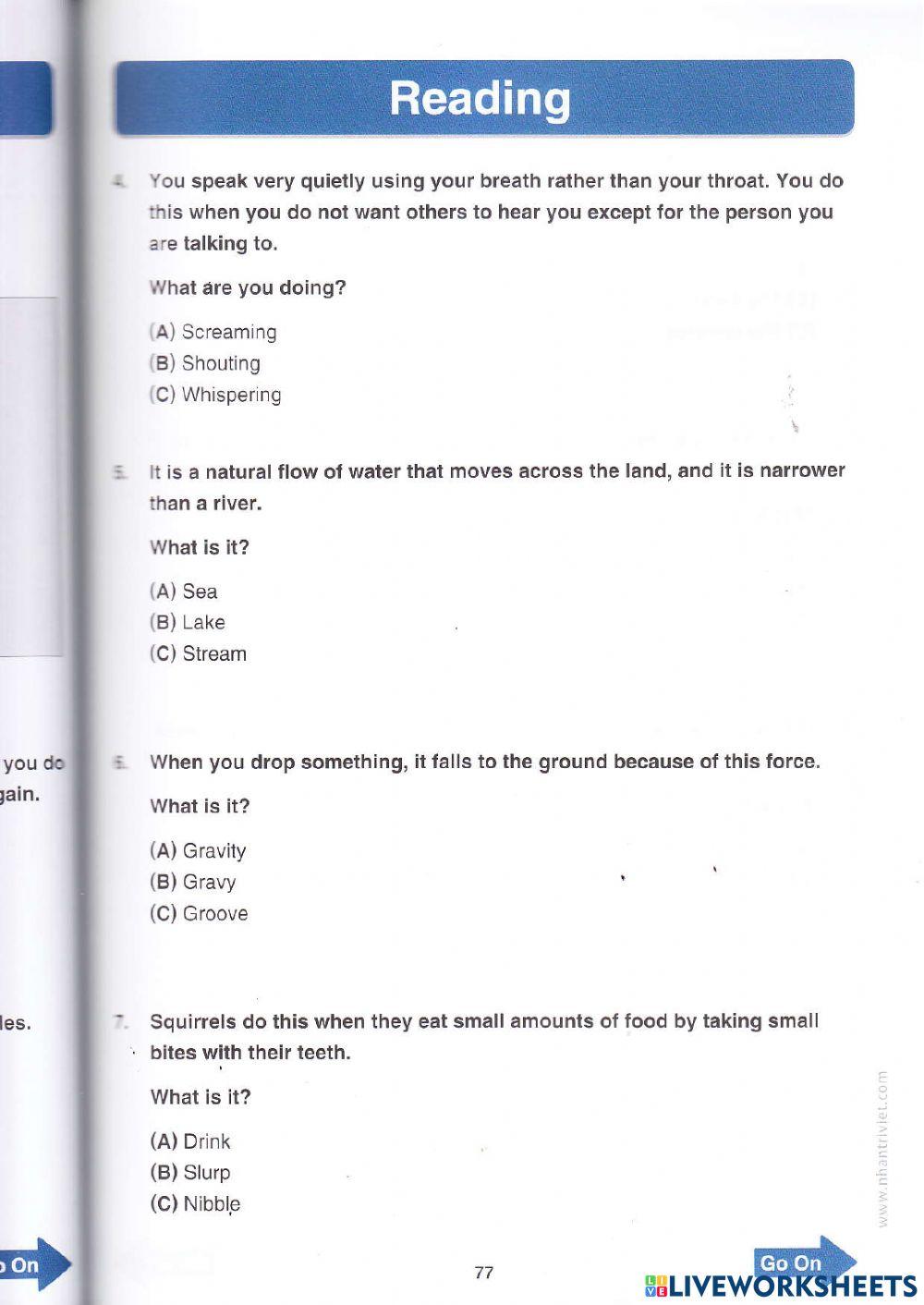 Toefl reading test 3 p1 worksheet | Live Worksheets