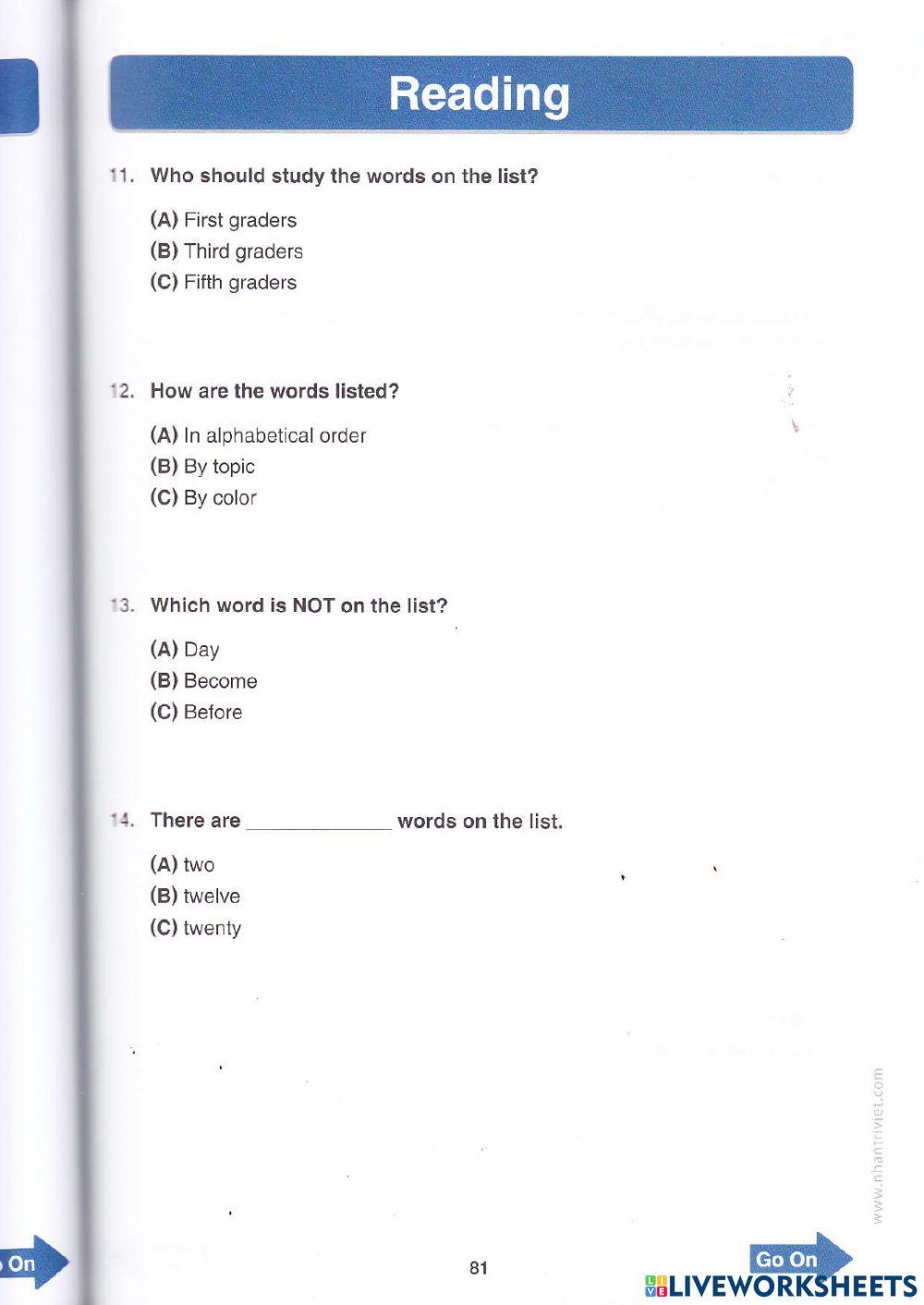 Toefl reading test 3 p1 worksheet | Live Worksheets