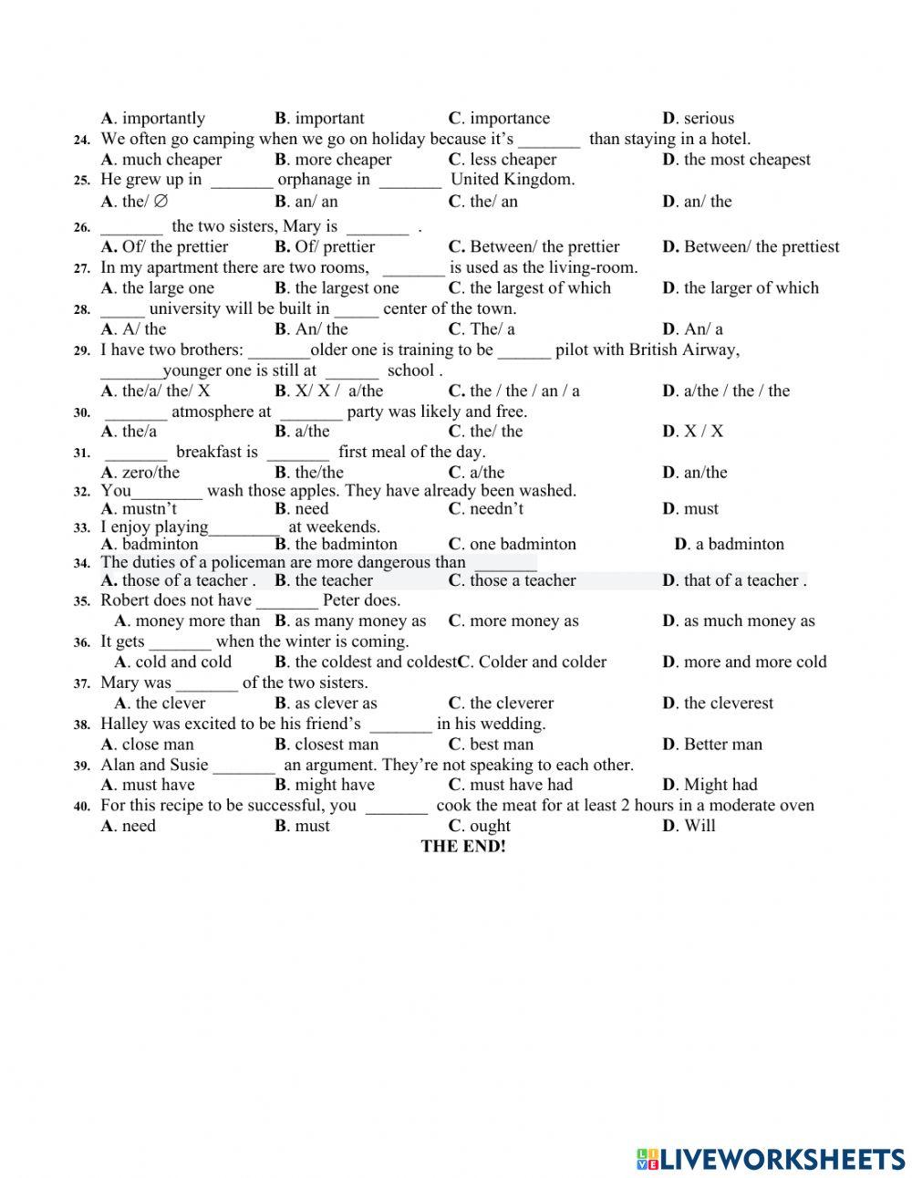 Review for the 2nd mid- term grade 10 worksheet | Live Worksheets