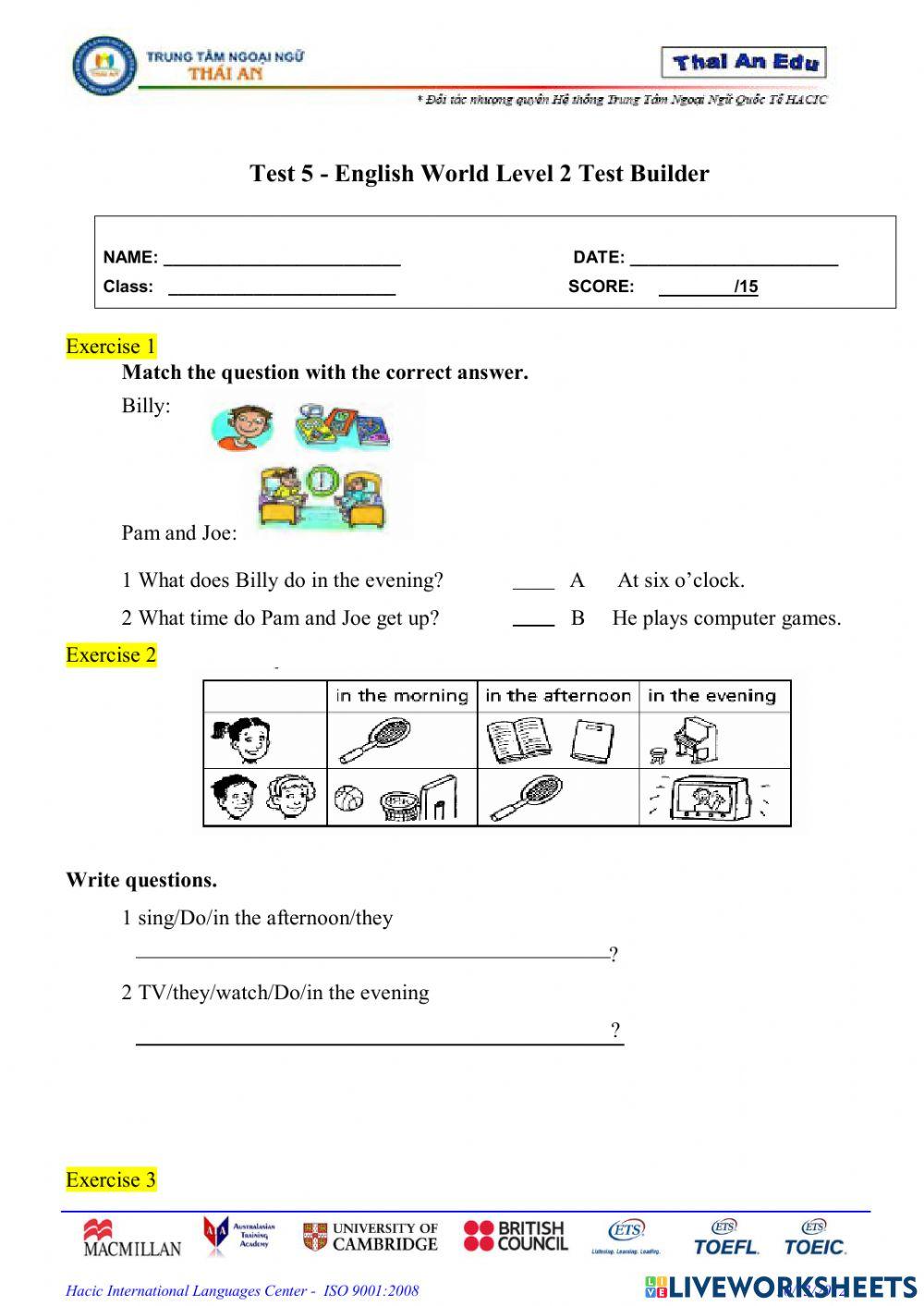 1961858 | EW2-Test-U5 | Hanh Luong | LiveWorksheets