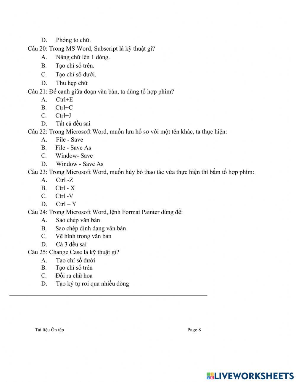 Bai tap 3 online pdf worksheet | Live Worksheets