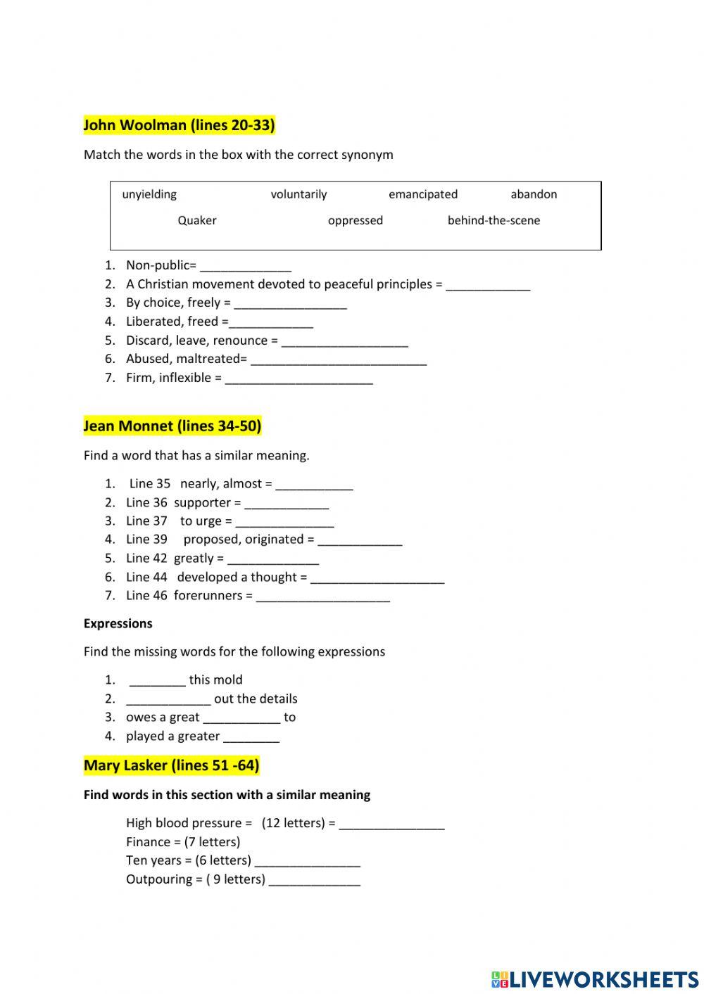 Uni Lux B2 Unit 7 Vocabulary | Jeansalisbutylinehan