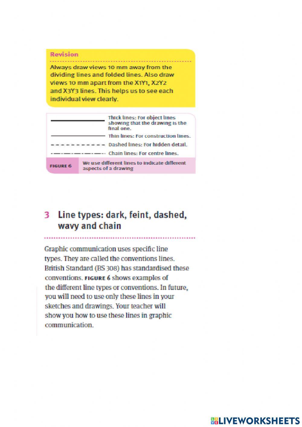 Types of lines in tegnologie drawing worksheet | Live Worksheets