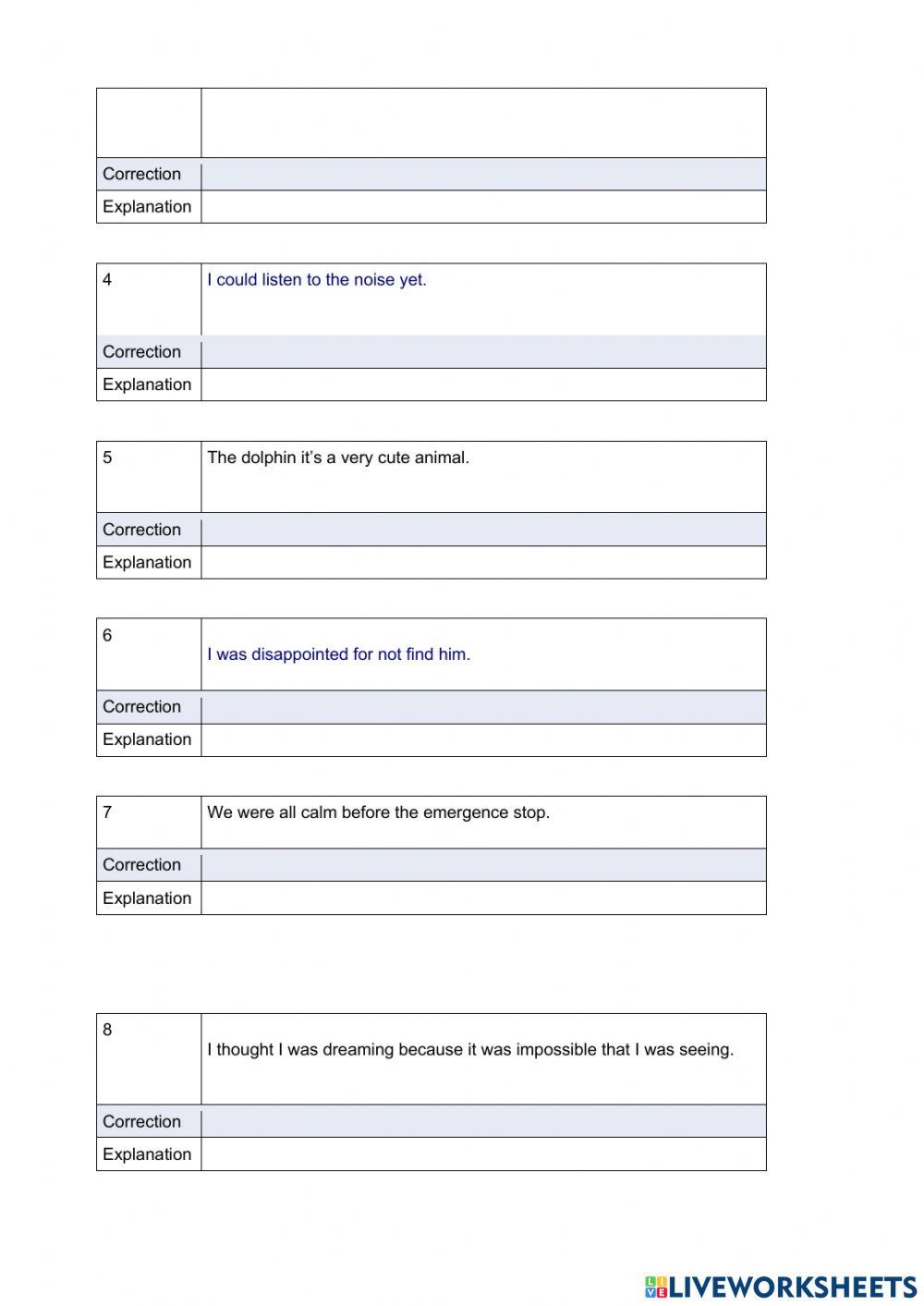 Error Correction 2 (March 2022) worksheet | Live Worksheets