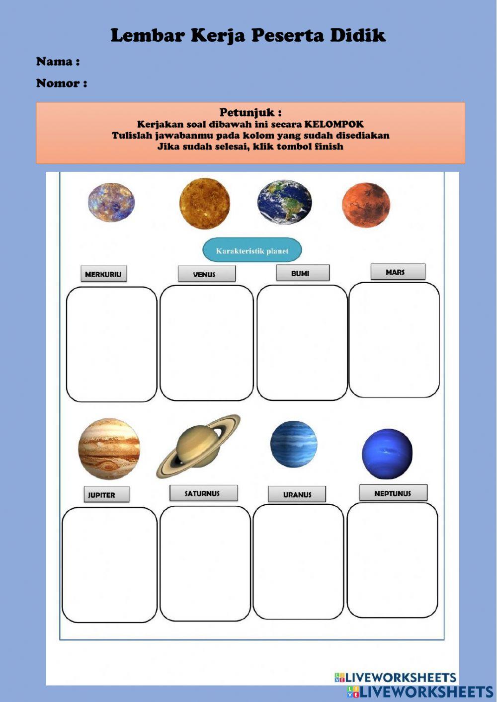 Ciri planet worksheet | Live Worksheets