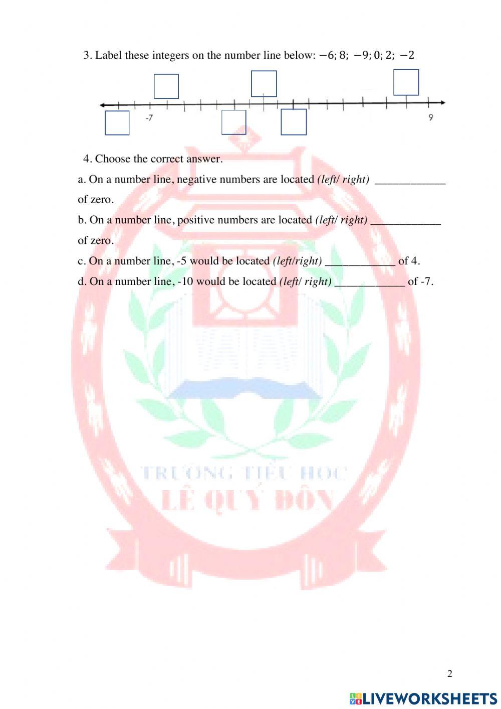 Math 5-U10L1-Number line worksheet | Live Worksheets