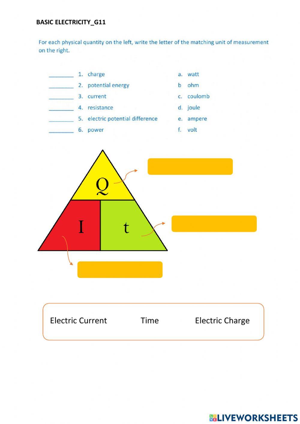 Basic Electricity Worksheet Live Worksheets basic-electricity-worksheet-live-worksheets