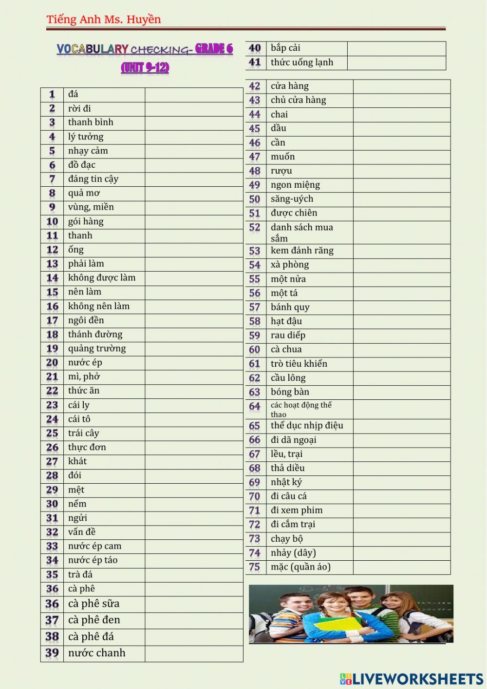 Vocabulary checking interactive worksheet | Live Worksheets