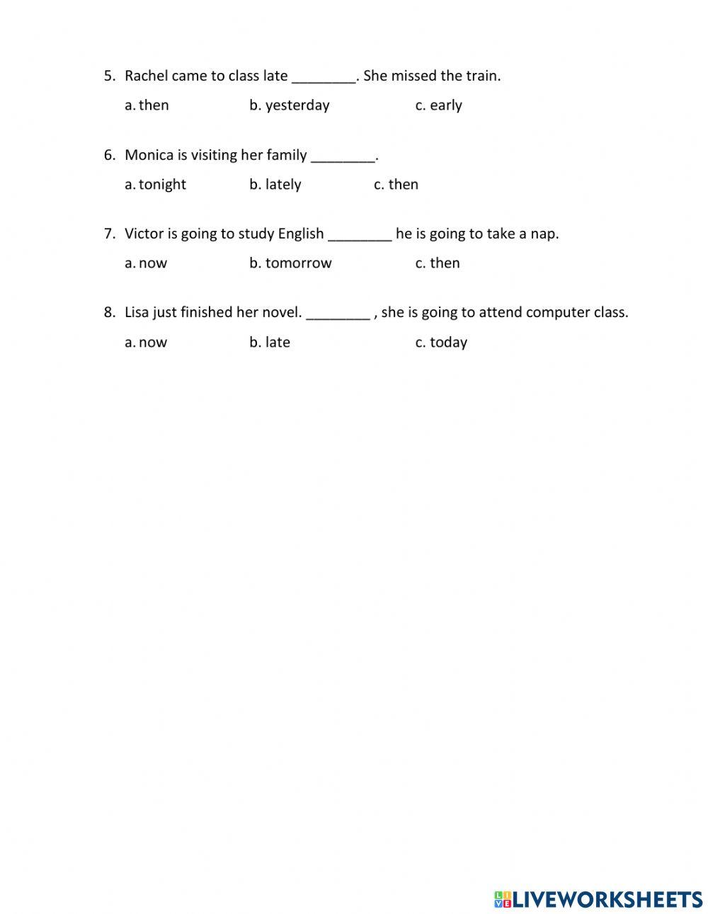 Adverbs of Time online exercise for | Live Worksheets