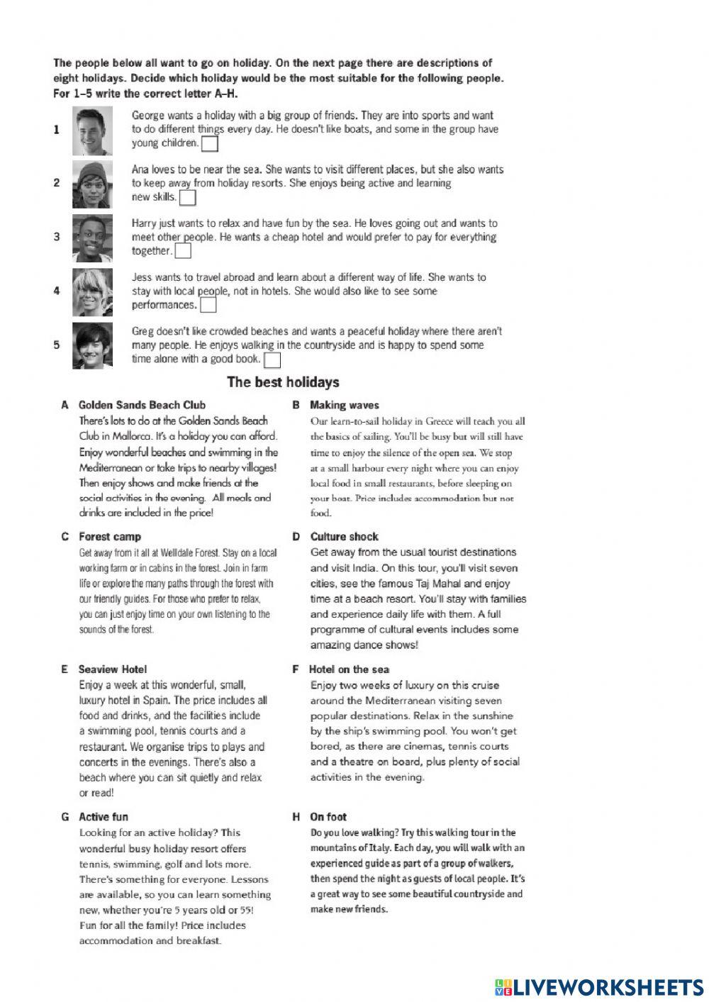 B1 PET READING PARTS 1-6 - TEST 3 6856114 | bernalelisa