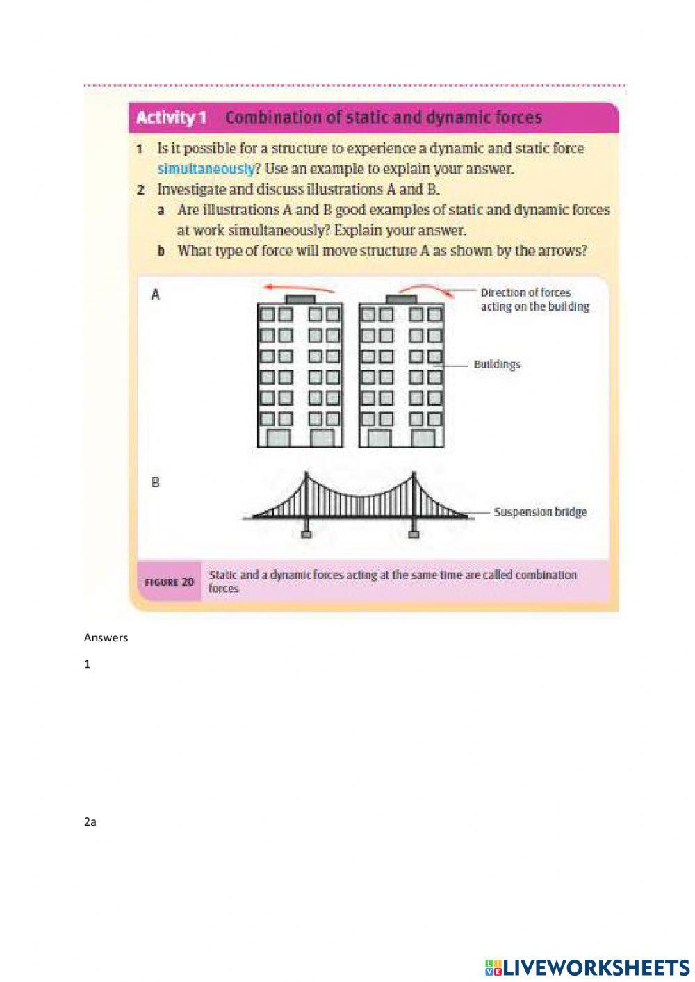 Combination of static and dynamic forces worksheet | Live Worksheets