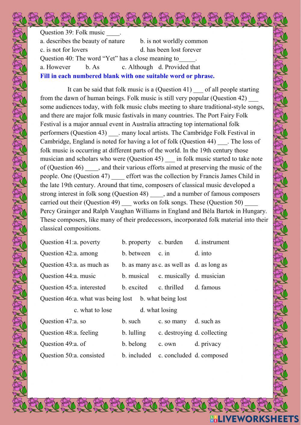 Unit 12 Test 3 Reading TNKQ Online Exercise For Live Worksheets unit-12-test-3-reading-tnkq-online-exercise-for-live-worksheets