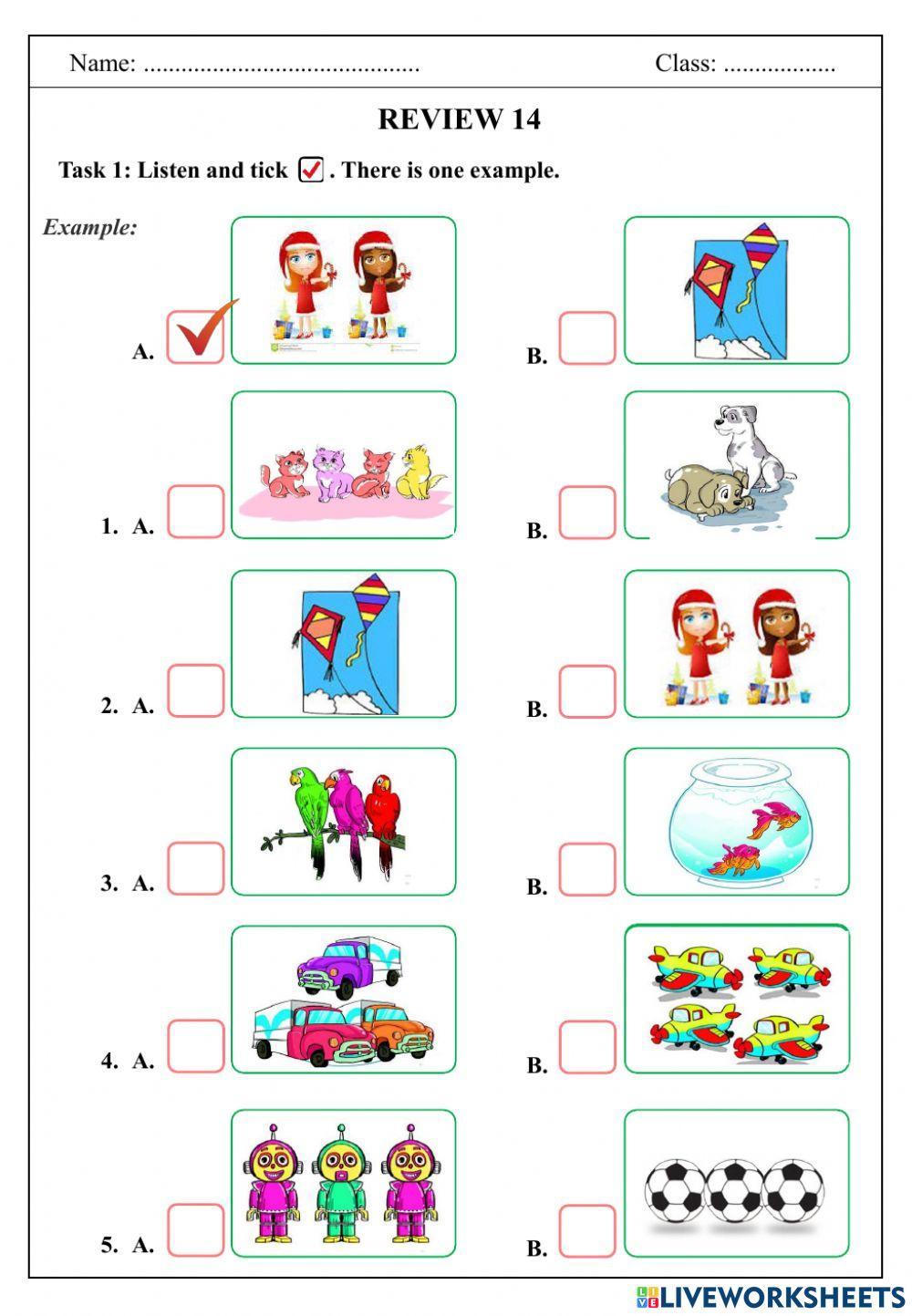 REVIEW 14 - LISTENING - GRADE 3 worksheet | Live Worksheets